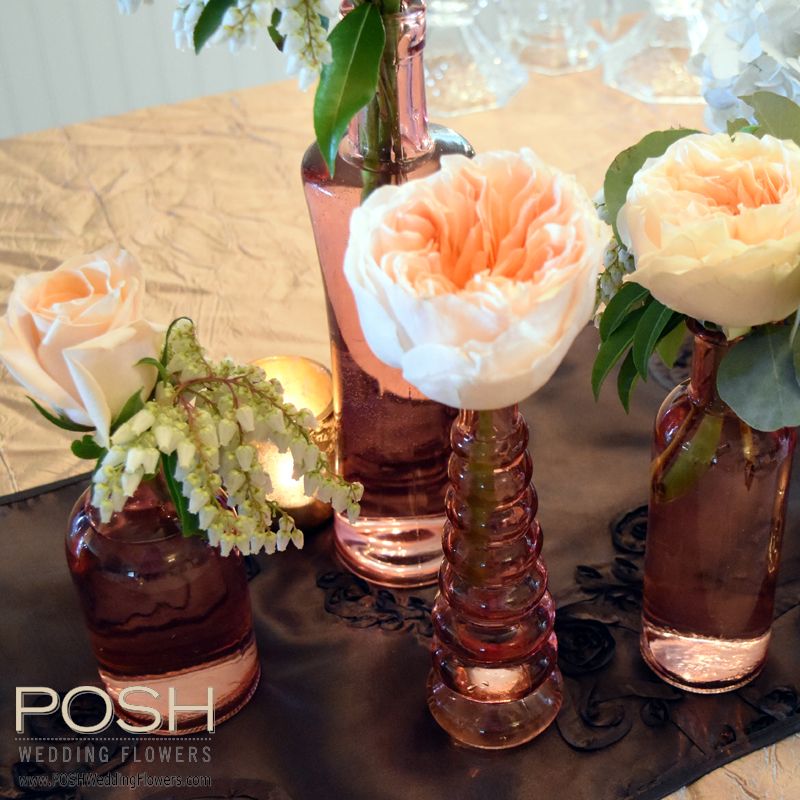 Large Vintage Bottle Flowers – Seattle Wedding Flowers by POSH