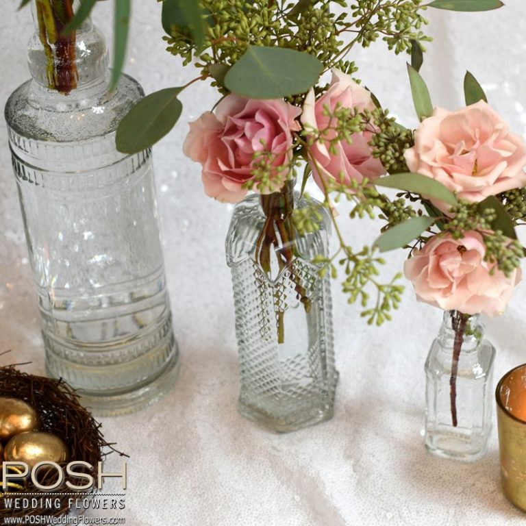 Mini Vintage Bottle Flowers – Seattle Wedding Flowers by POSH