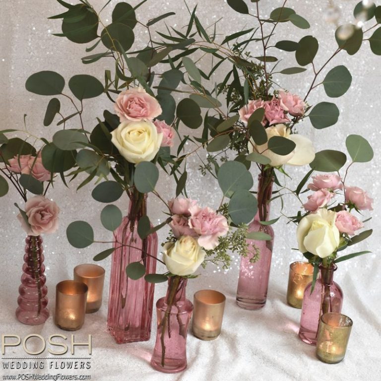 Large Vintage Bottle Flowers – Seattle Wedding Flowers by POSH